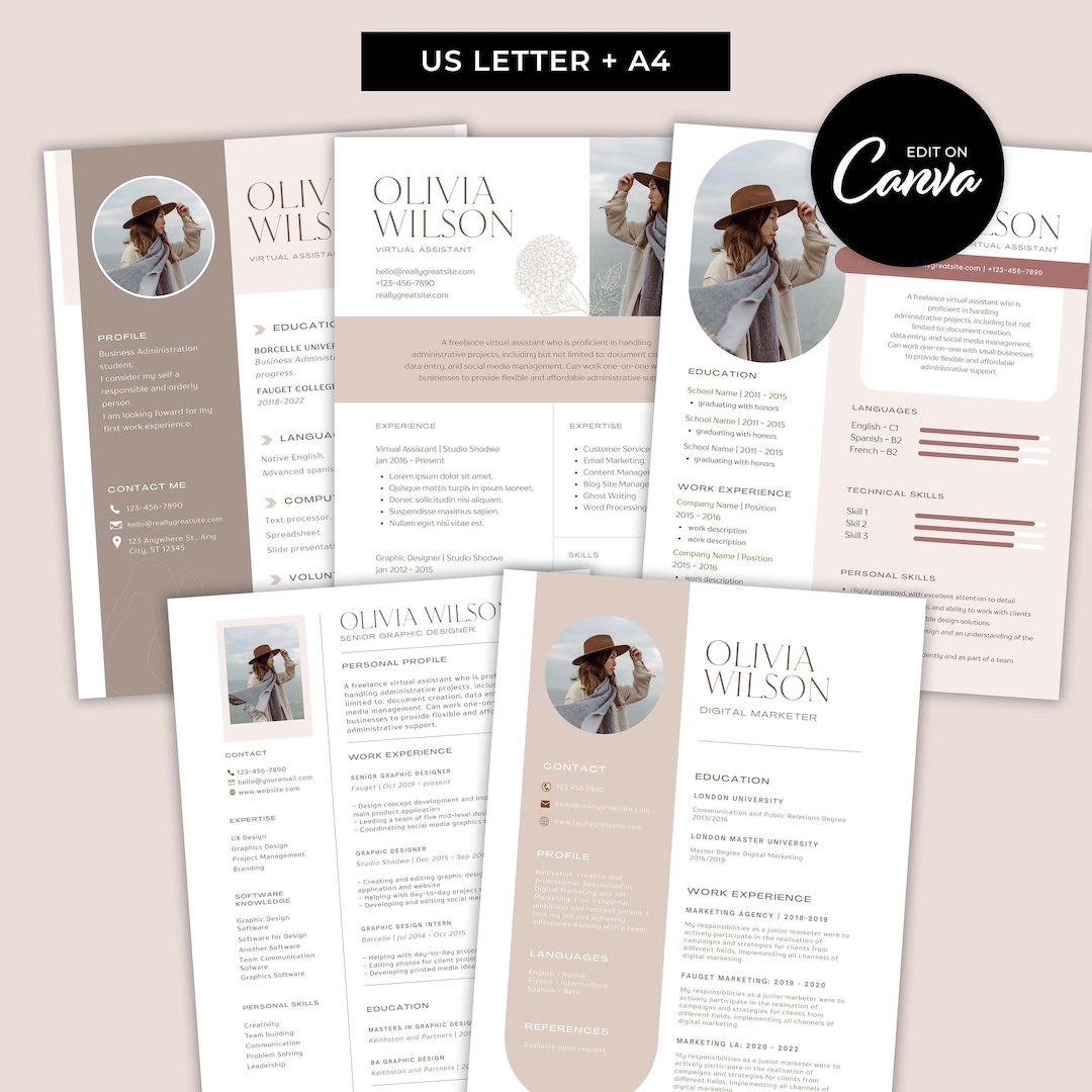 Aesthetic CV Template - Easy to Edit Canva Template - Editable ...