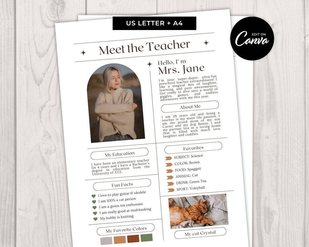 Meet the Teacher or Professor Template Easy to Edit Canva Template ...