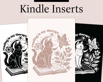 Printable Kindle Cover Inserts - Black Cat Kindle E-reader Paper Insert ...