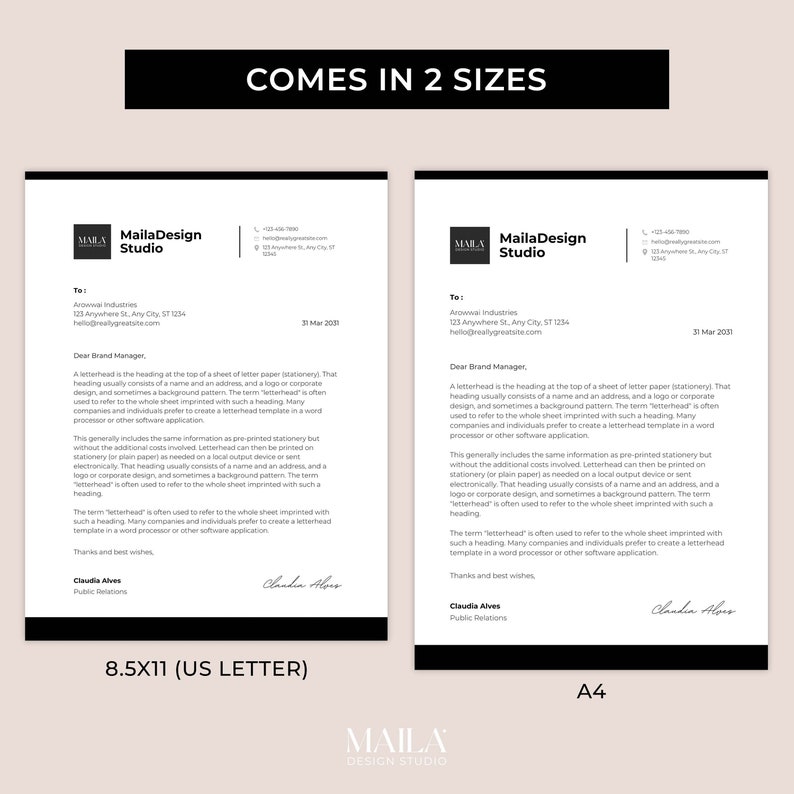 Clean & Modern Letterhead Template - Easy to Edit Canva Templates ...