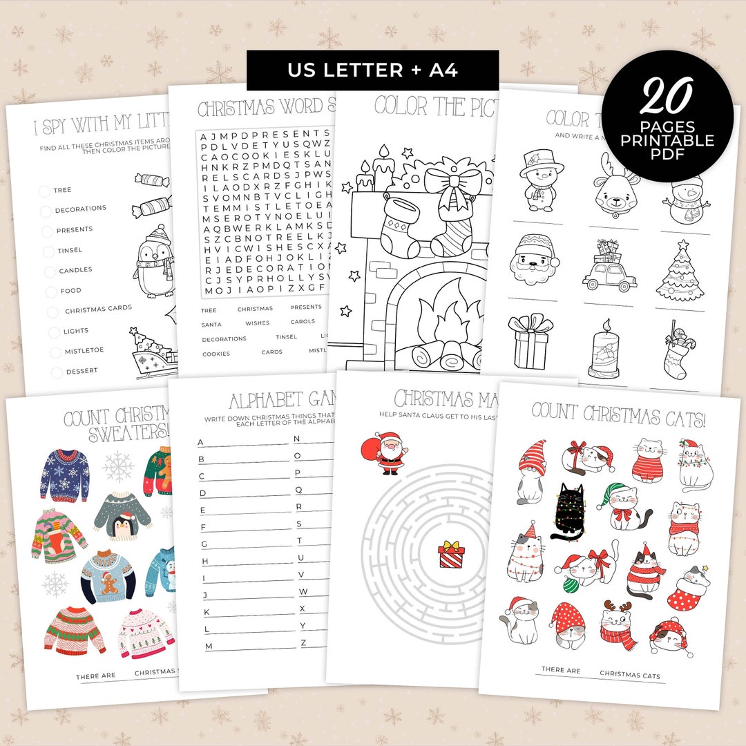 Printable Kids Christmas Activity Book - Holiday Children Activity ...