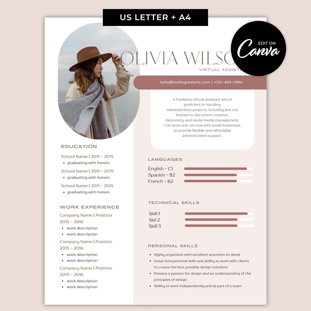 Aesthetic CV Template Easy to Edit Canva Template Editable Printable ...