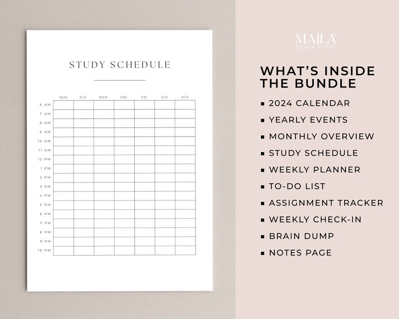 2024 Collage Student Study Planner Editable Printable Yearly Monthly Weekly to Do Assignment ...