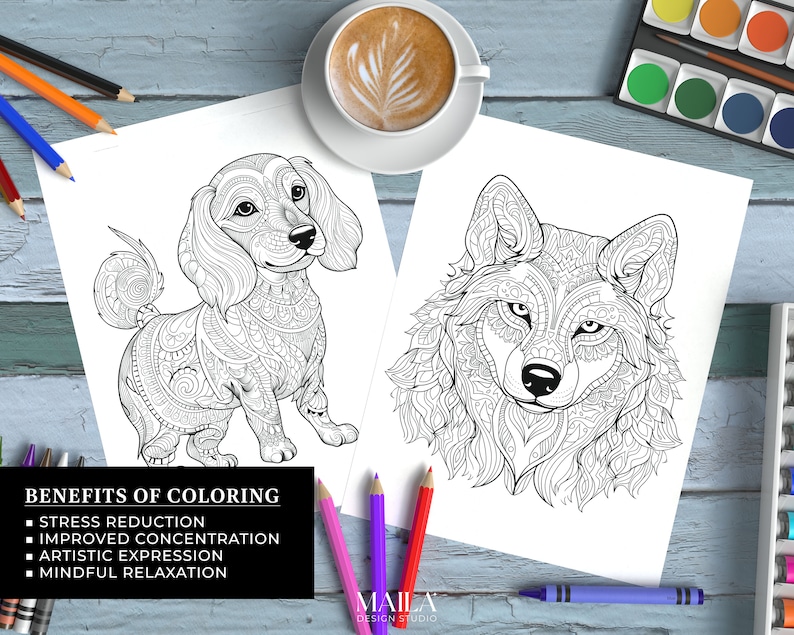 Mandala Dogs Coloring Book Coloring Pages for Adults - Etsy
