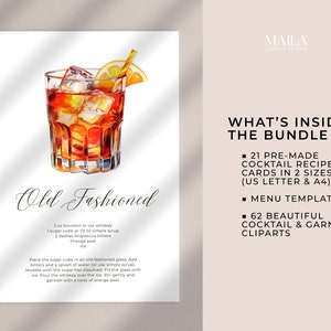 Cocktail Recipe Cards - Easy to Edit Canva Templates - Editable ...