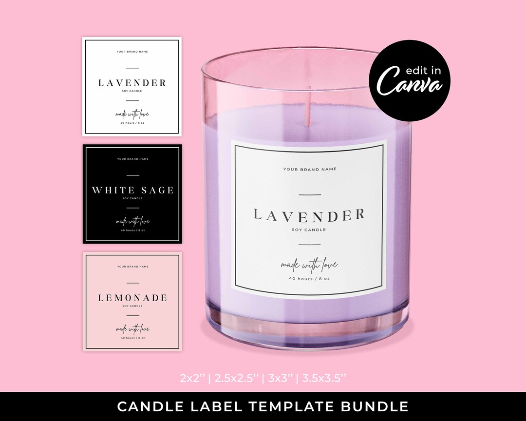 Candle Label Template Bundle - Easy to Edit Canva Template - Custom DIY ...