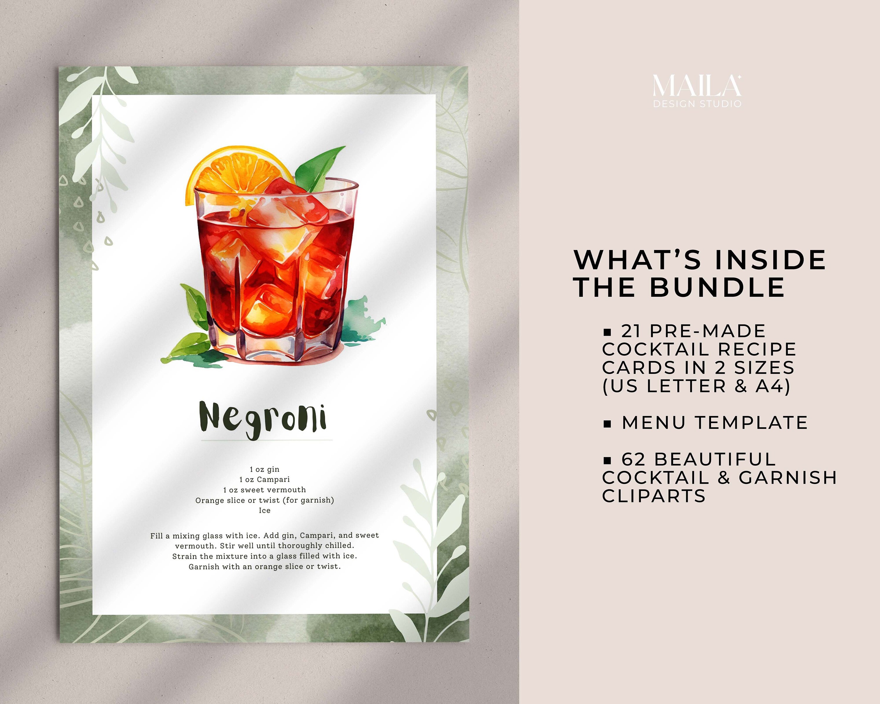 Cocktail Recipe Cards Easy to Edit Canva Templates Editable Printable ...