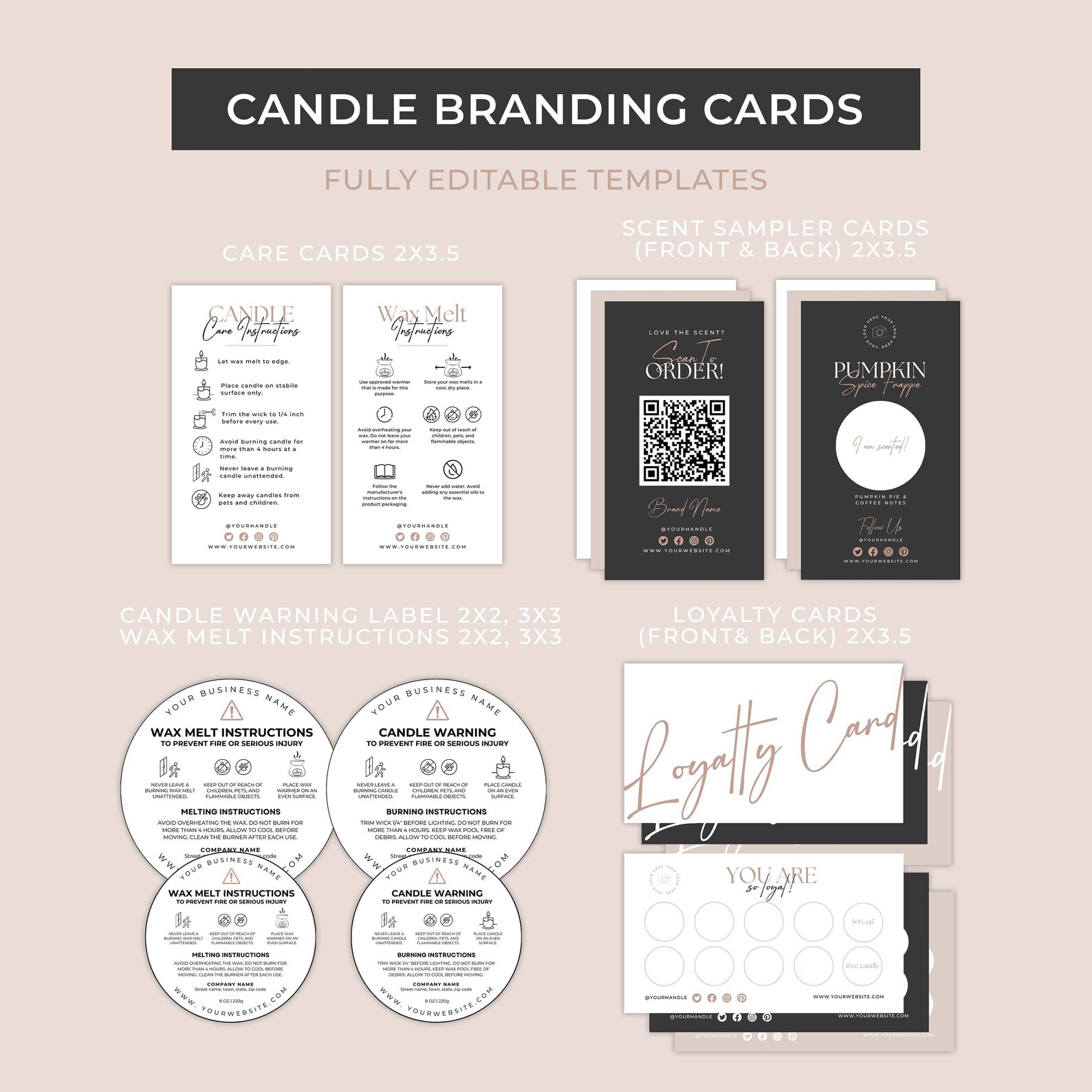 Candle Business Bundle - Editable Canva Candle Brand Template - Candle ...