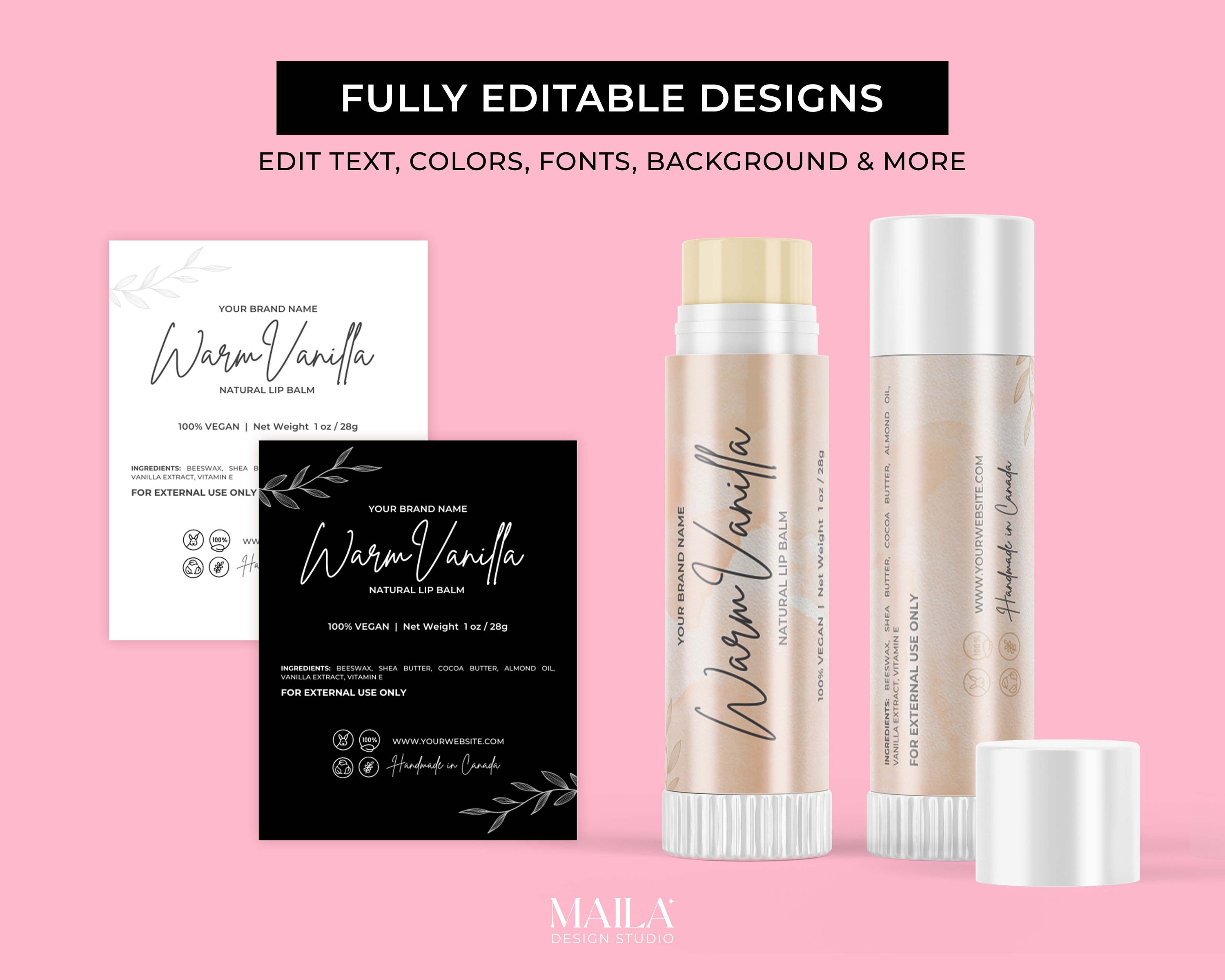 Lip Balm Label Template Bundle - Easy to Edit Canva Template - Custom ...