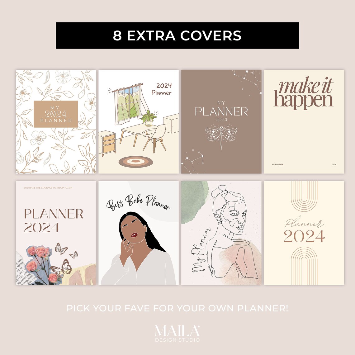 2024 Printable Planner With Extra Covers Ready to Print Minimalistic ...