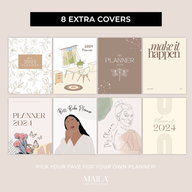 2024 Printable Planner With Extra Covers Ready to Print Minimalistic ...