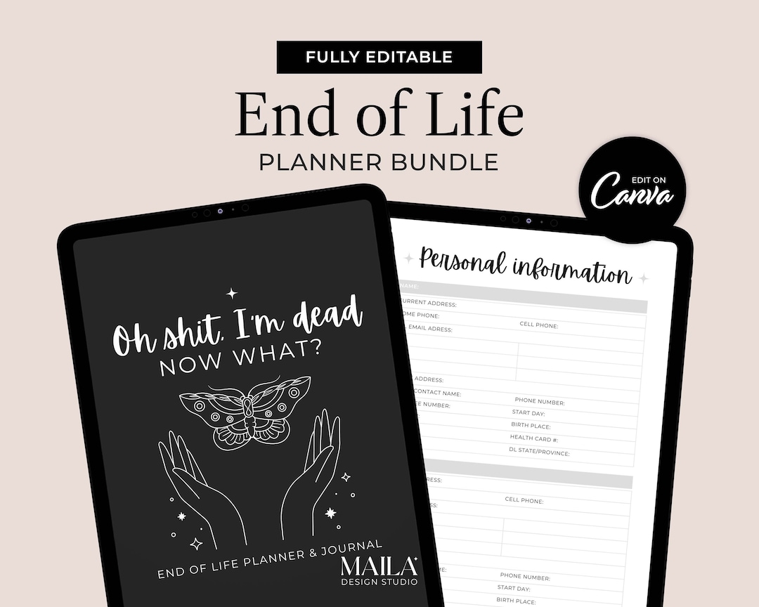 End of Life Planner - Editable Fillable Printable What If Emergency ...