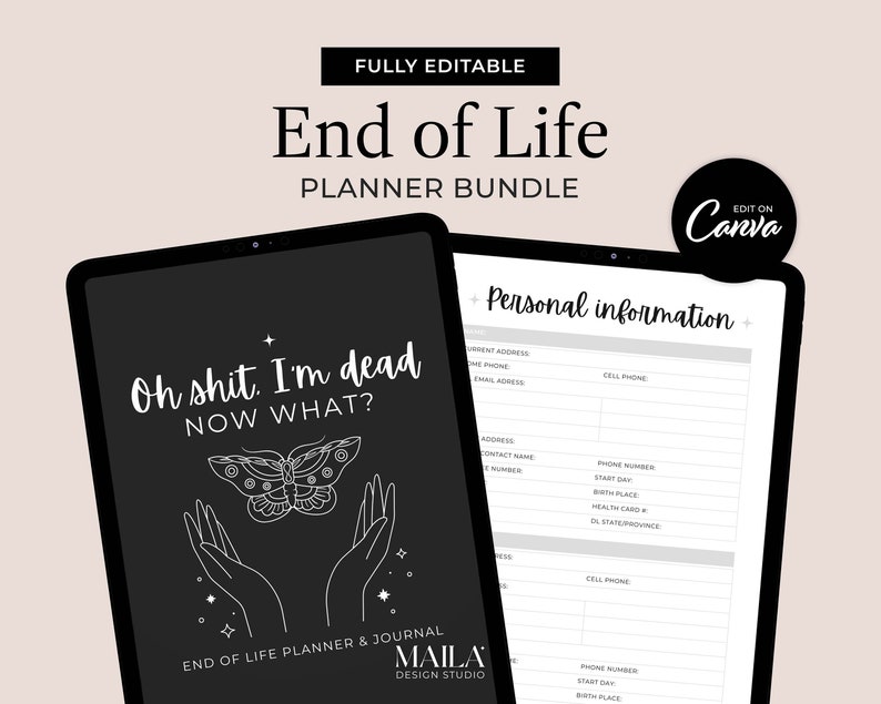 End of Life Planner - Editable Fillable Printable What If Emergency ...