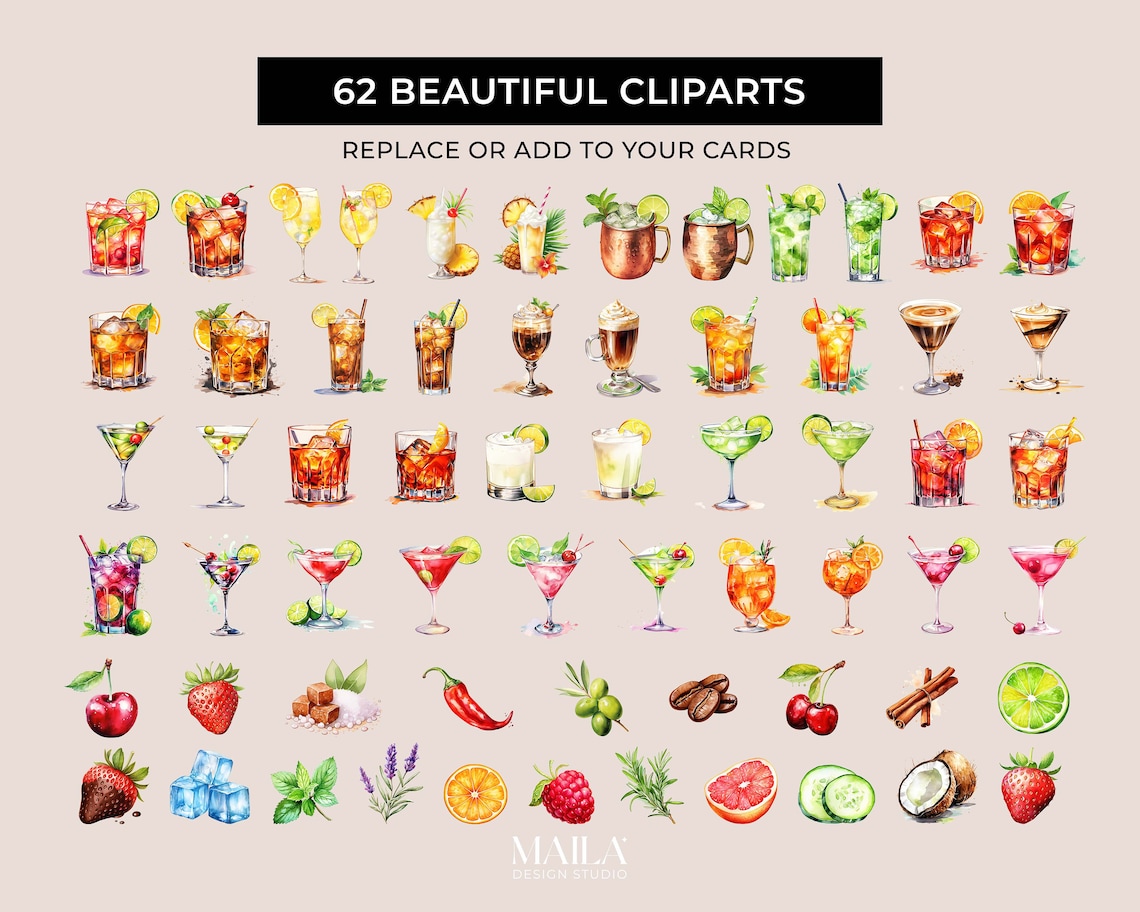 Cocktail Recipe Cards Easy to Edit Canva Templates Editable Printable ...