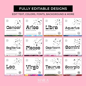 Zodiac Candle Label Template Bundle - Easy to Edit Canva Template ...