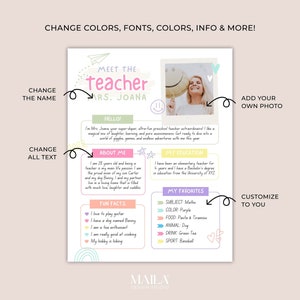 Meet the Teacher Template - Easy to Edit Canva Template - Editable ...
