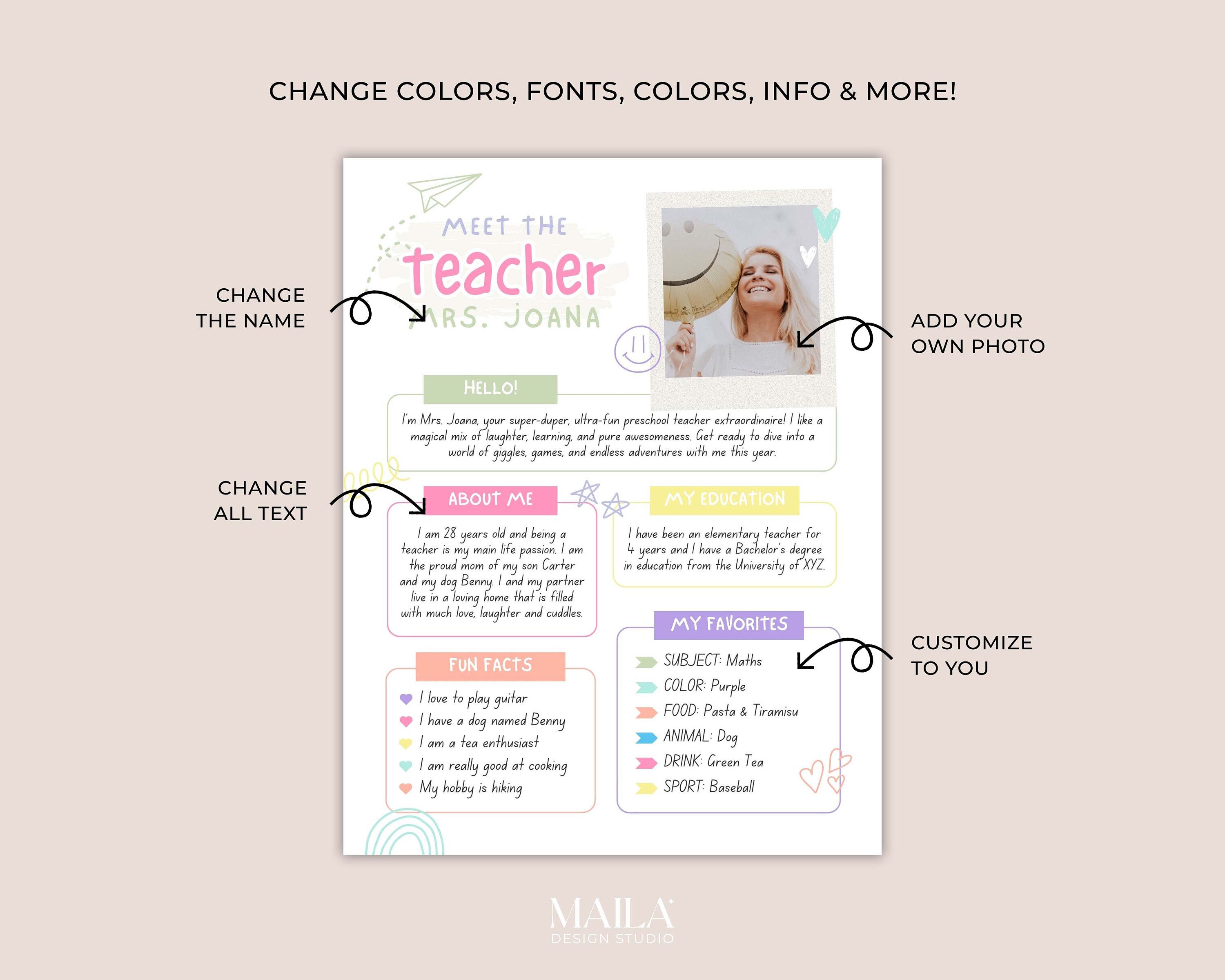 Meet the Teacher Template - Easy to Edit Canva Template - Editable ...