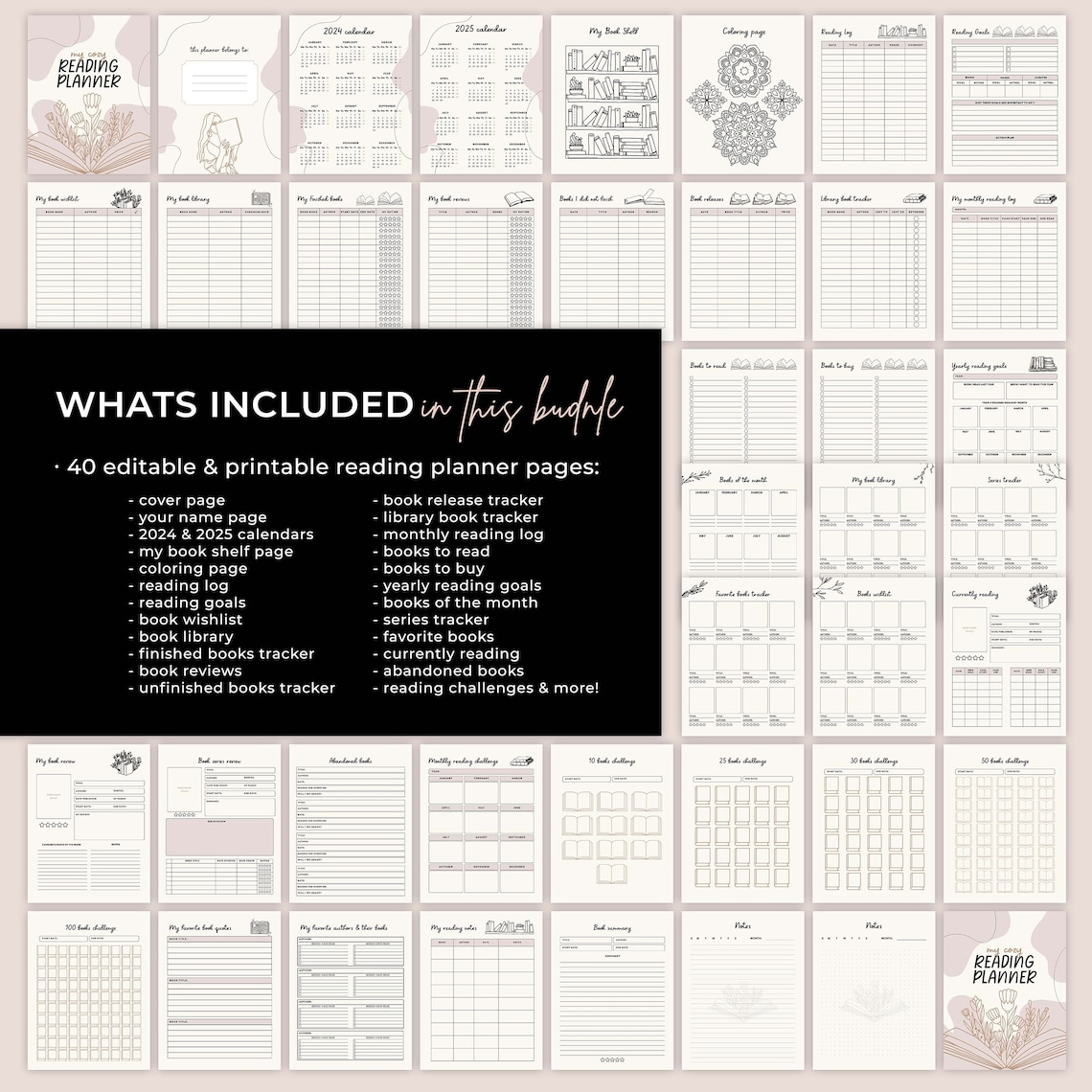 My Cozy Reading Planner - Easy to Edit Canva Template - Book Lover ...