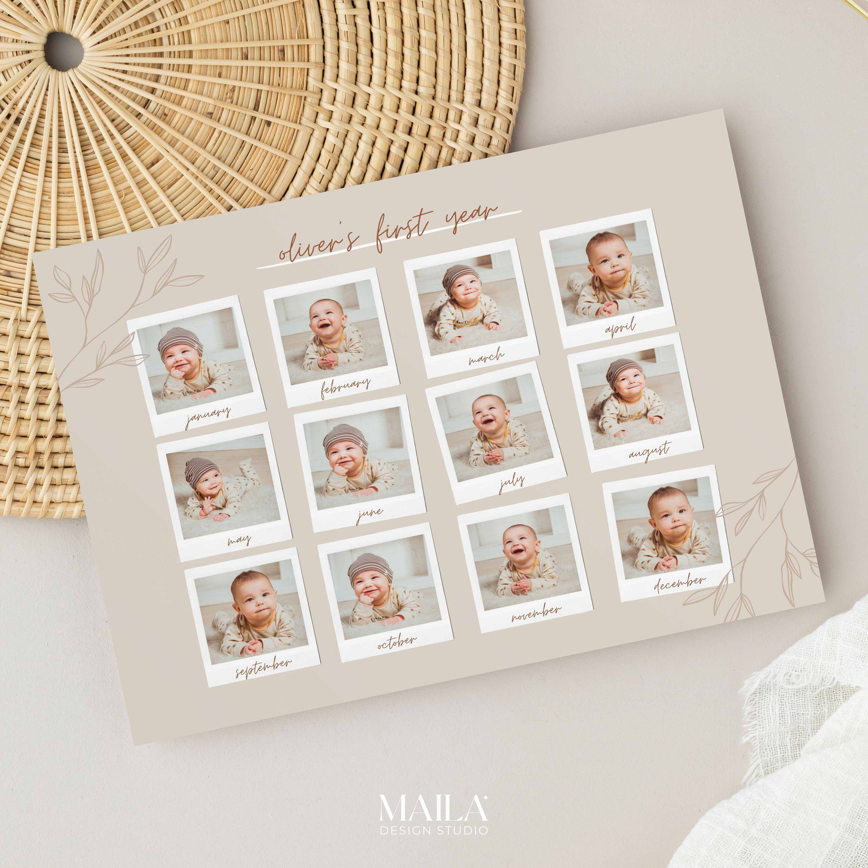Baby First Year Photo Collage - Easy to Edit Canva Templates - Editable ...