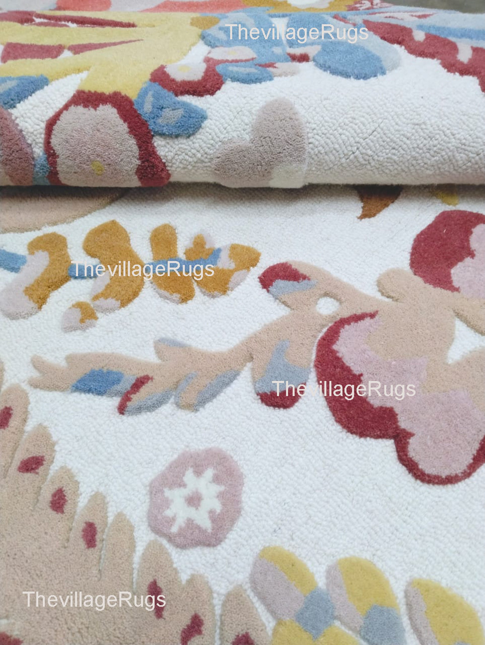 Authentic Aracelli Floral Rug Irregular Shape Hand Tufted Rug Handmade ...