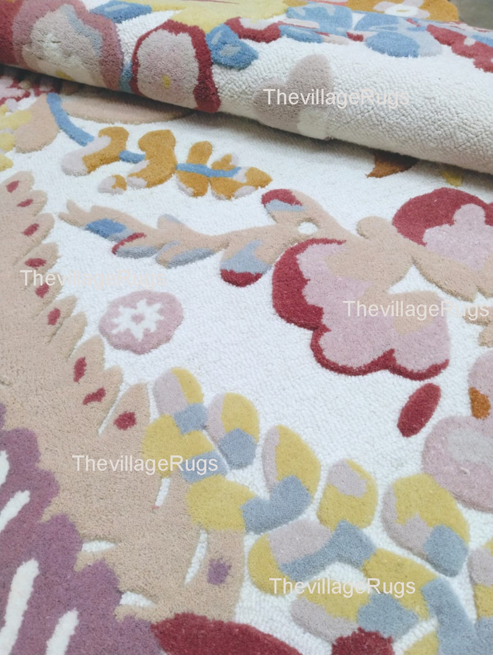 Authentic Aracelli Floral Rug Irregular Shape Hand Tufted Rug Handmade ...