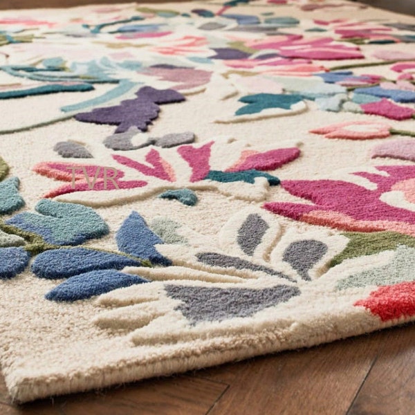 Multi Color 8x10 Hand Tufted Rug Handmade Wool Rug Multi Area Rug ...