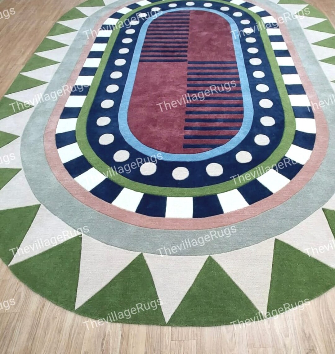 9x12 Beautiful Oval Shape Rug Hand Tufted Modern Rug Handmade 100% Wool ...