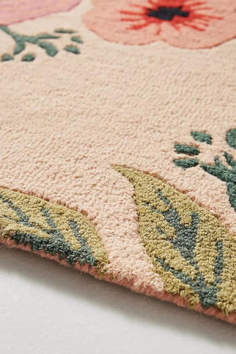 5x8 Luxury Floral Hand Tufted Rug Handmade 100% Woolen Rug Beautiful ...