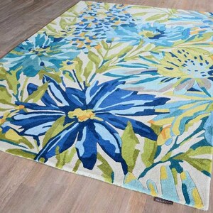 New Living Room Floral Rug Hand Tufted Modern Rug Handmade - Etsy