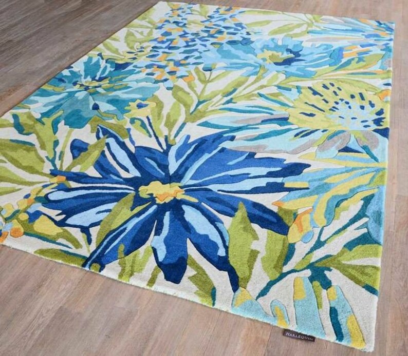 New Living Room Floral Rug Hand Tufted Modern Rug Handmade - Etsy