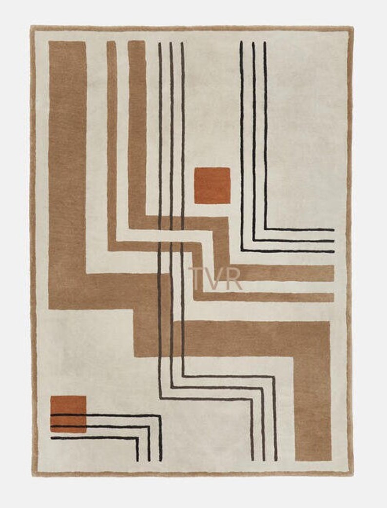 7x10 Beautiful Hand Tufted Modern Rug Handmade Woolen Rug Ivory Taupe ...