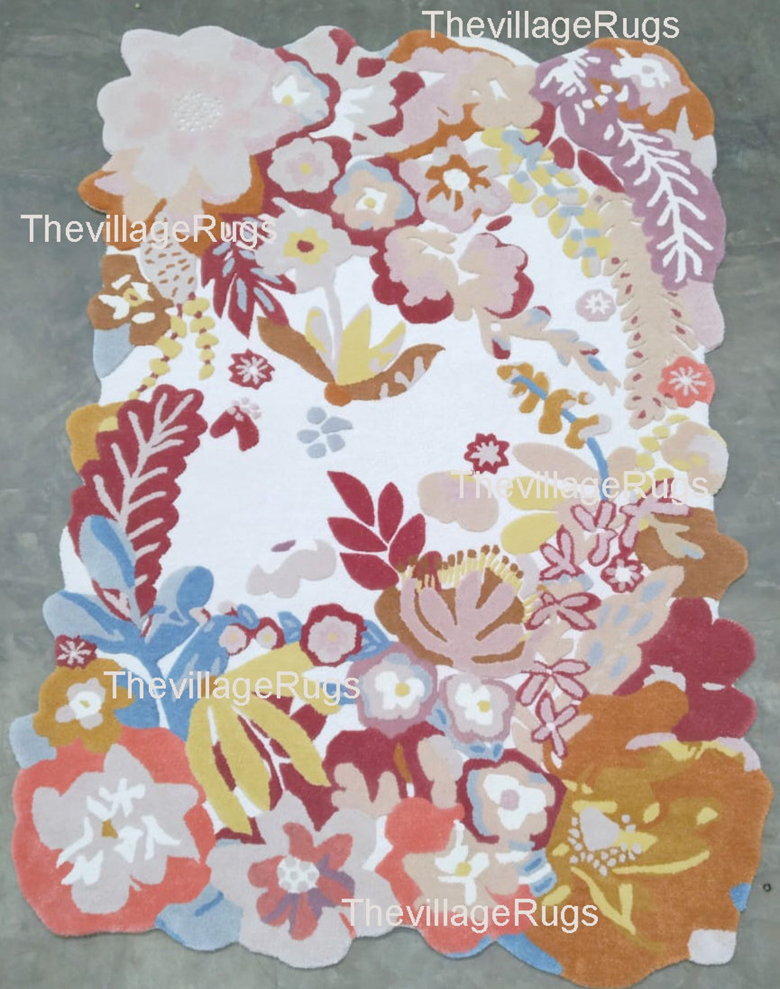 Authentic Aracelli Floral Rug Irregular Shape Hand Tufted Rug Handmade ...