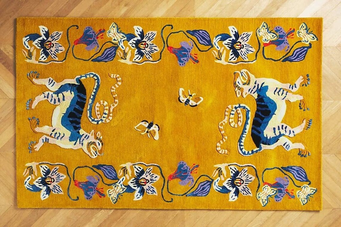 Hand Tufted Tibetan Tiger Rug Handmade 100% Woolen Rug Beautiful High ...
