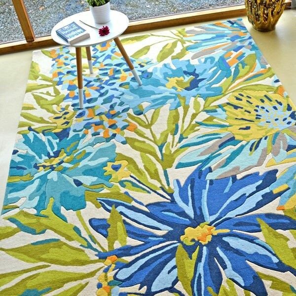 New Living Room Floral Rug Hand Tufted Modern Rug Handmade - Etsy