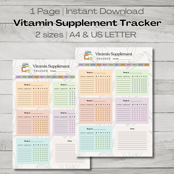 Vitamin Tracking Tool - Etsy