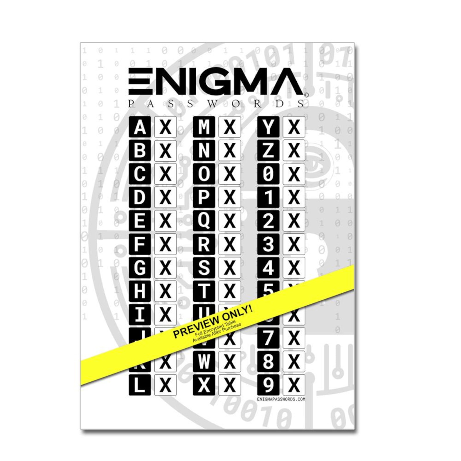 Enigma Password Card PDF – Printable Password Generator, Offline ...