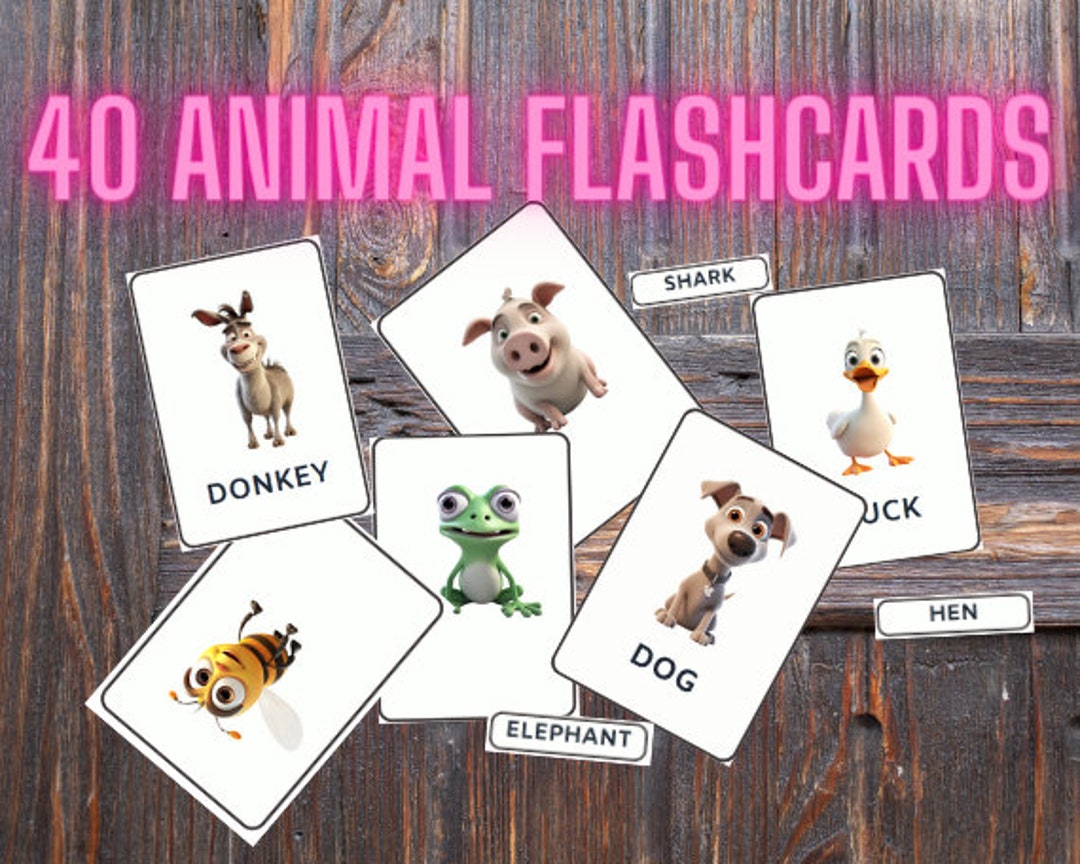 40 Animal Flashcards Montessori Free Coloring Book - Etsy