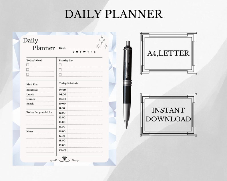 Printable Daily Planner Fillable/ Daily to Do - Etsy