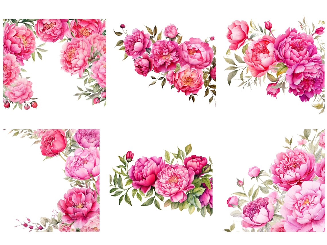 20 Watercolor Peonies and Roses Clipart Bundle Sublimation Designs ...
