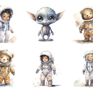 25 Watercolor Astronaut Clipart Bundle Digital Download Sublimation ...