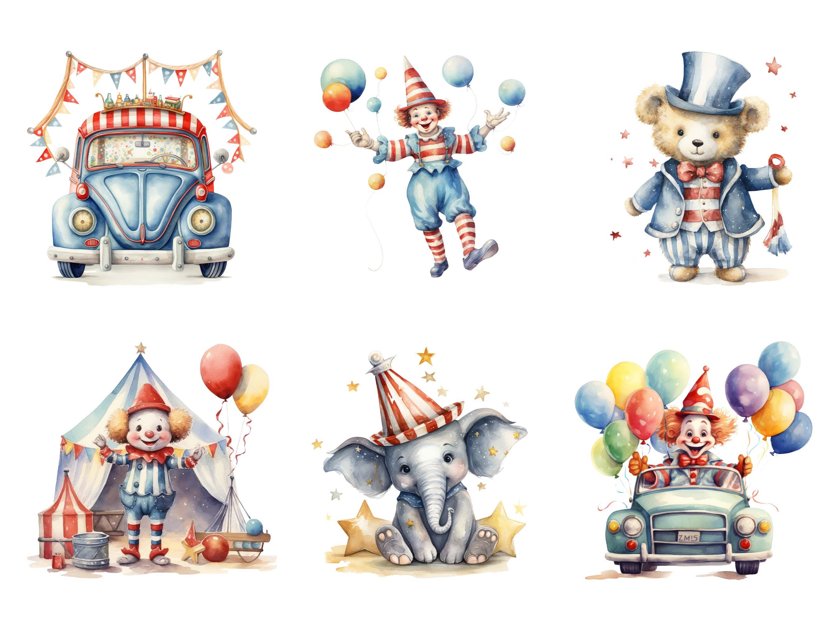 25 Watercolor Circus Clipart Bundle Digital Download Sublimation ...