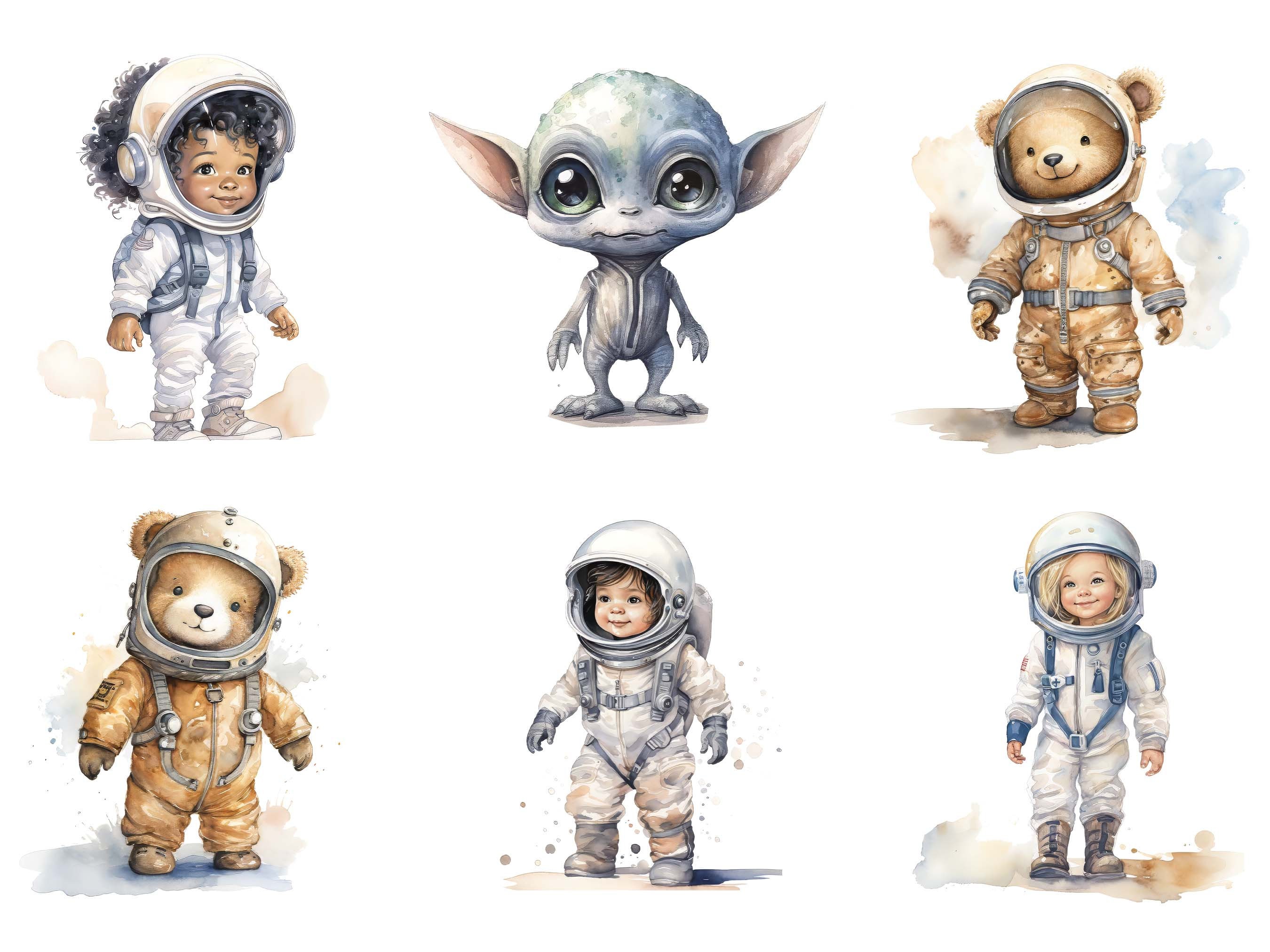 25 Watercolor Astronaut Clipart Bundle Digital Download Sublimation ...