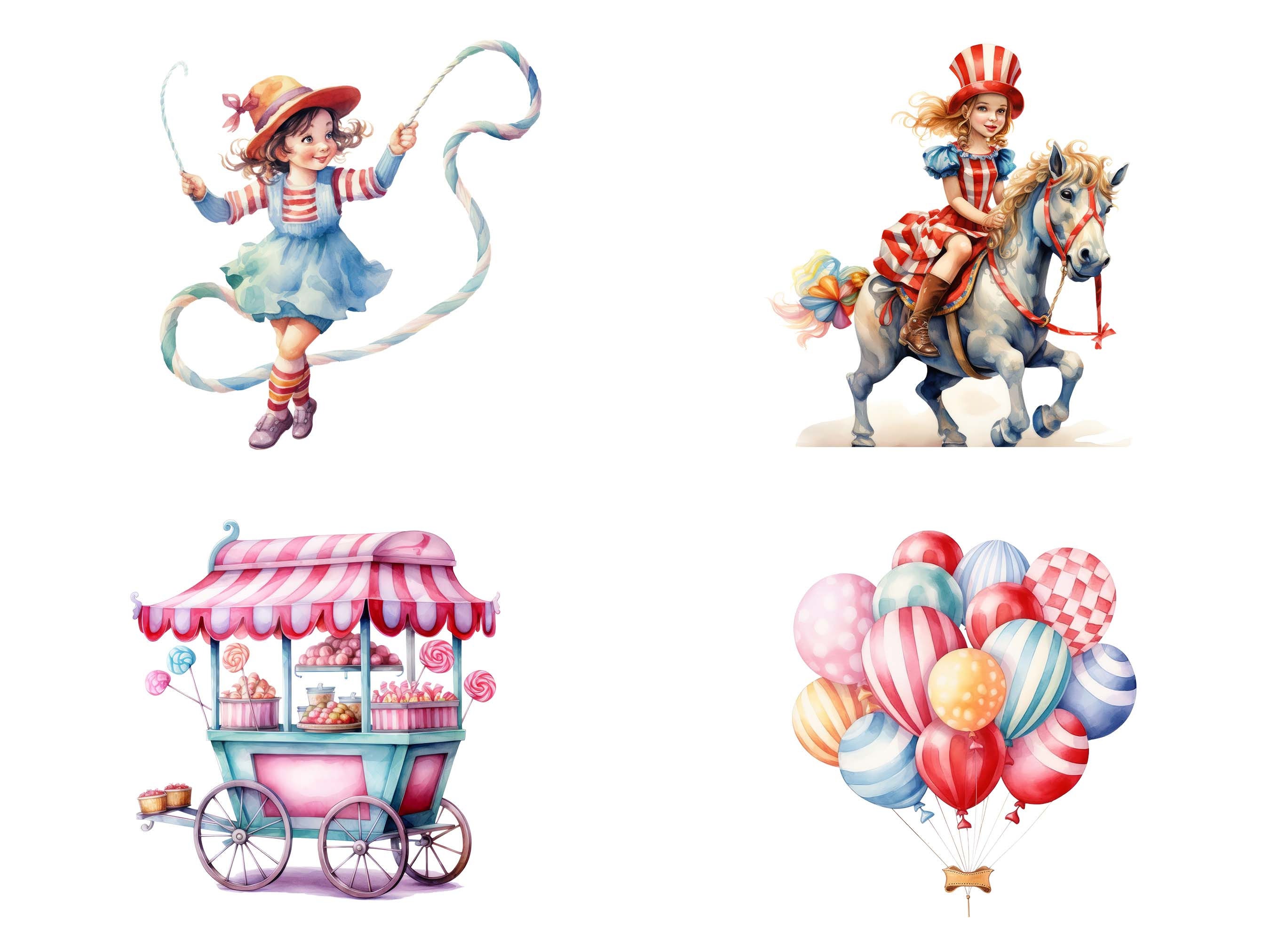 25 Watercolor Circus Clipart Bundle Digital Download Sublimation ...