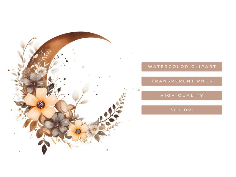 30 Watercolor Live by the Moon Clipart Bundle Sublimation Designs ...