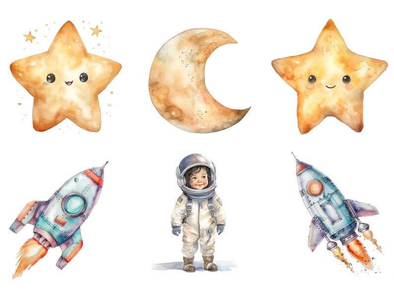 25 Watercolor Astronaut Clipart Bundle Digital Download Sublimation ...