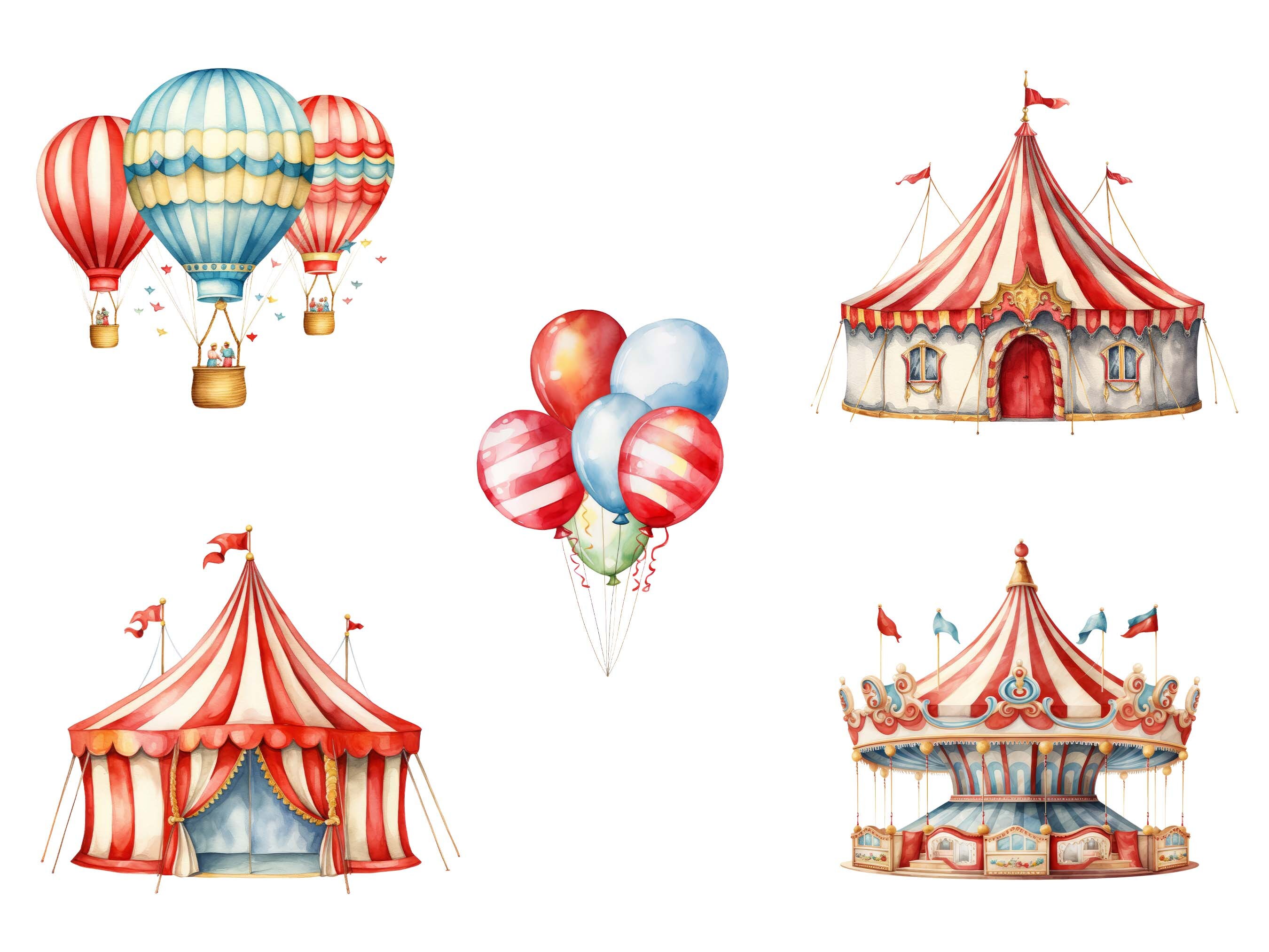25 Watercolor Circus Clipart Bundle Digital Download Sublimation ...