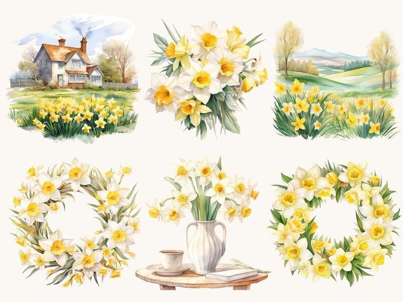 29 Watercolor Daffodil Clipart Bundle Png Designs Digital Download ...