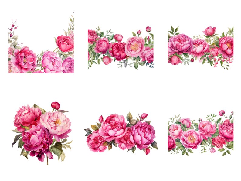 20 Watercolor Peonies and Roses Clipart Bundle Sublimation Designs ...
