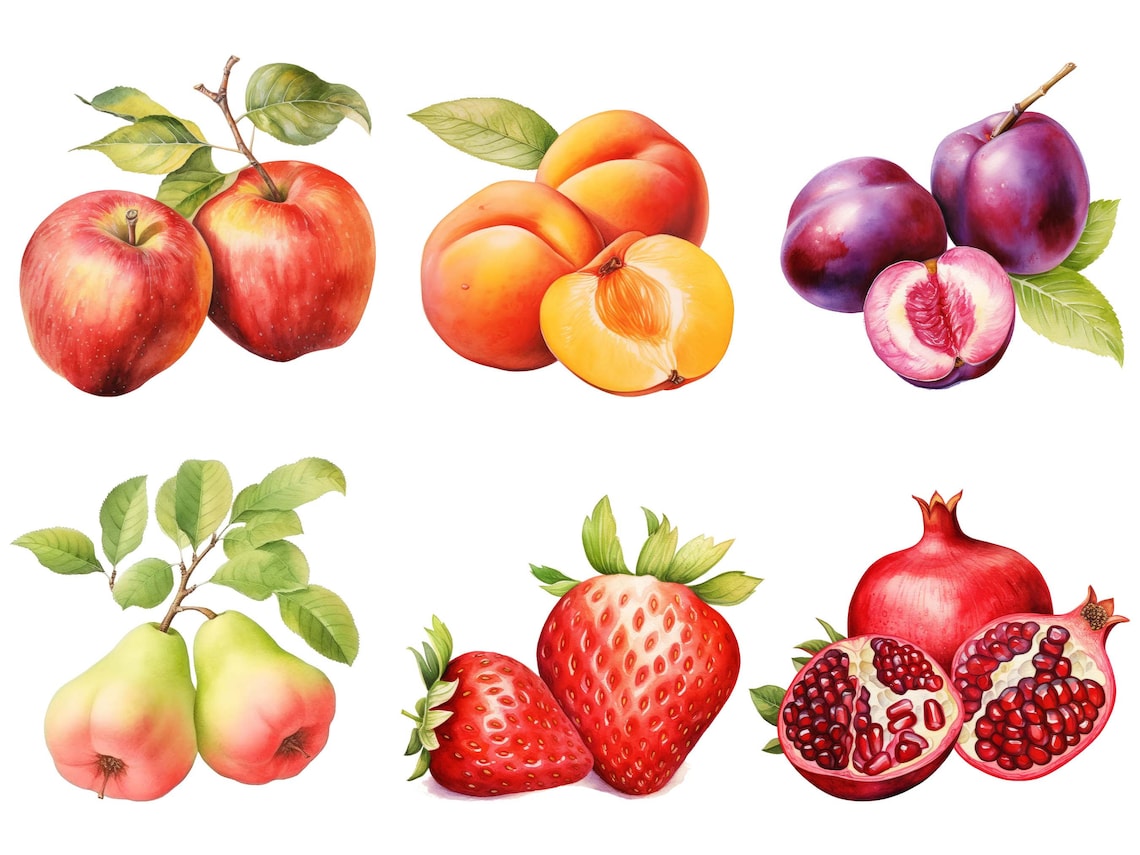 30 Watercolor Fruits Clipart Bundle Sublimation Designs Digital ...