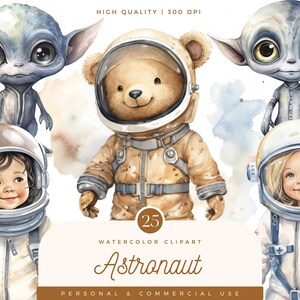 25 Watercolor Astronaut Clipart Bundle Digital Download Sublimation ...